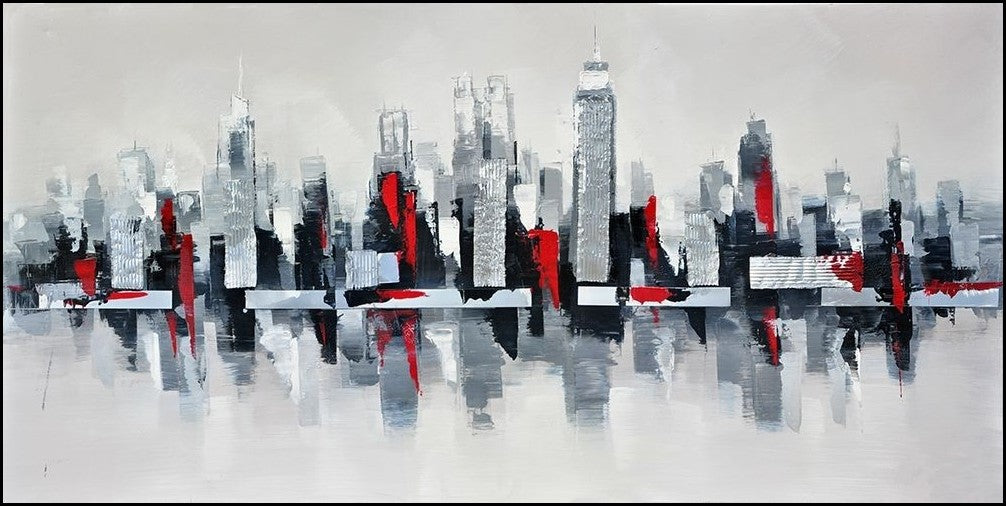 GRAY AND RED FLOATING CITYSCAPE | Buy landscape art online | wall ...