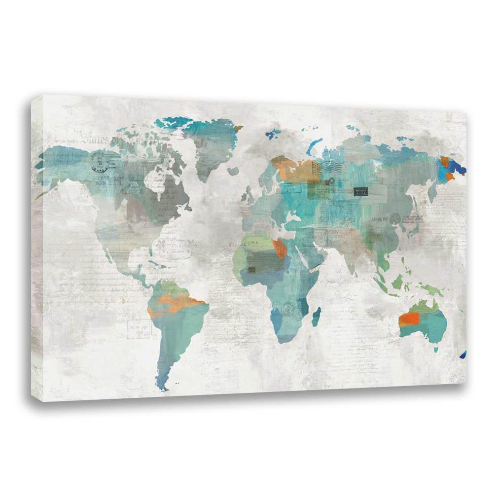 Blue World Map Canvas Hanging Canvas World Maps – PAPER PLANE